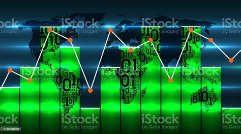 World Map With Diagram Chart And Graph On The Background Of Future Digital Global Technologies