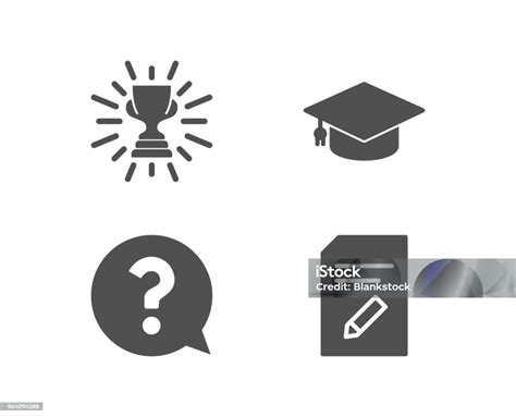 트로피 물음표 및 눈금 모자 아이콘입니다 문서 기호를 편집 합니다 우승자의 컵 도움말 지원 대학입니다 1에 대한 스톡 벡터 아트 및 기타 이미지 Istock