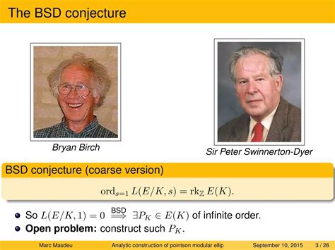 Analytic Construction Of Points On Modular Elliptic Curves Ppt