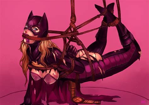 1girl Arms Behind Back Ass Batgirl Batman Series Bdsm Body Writing Bondage Bound Breasts