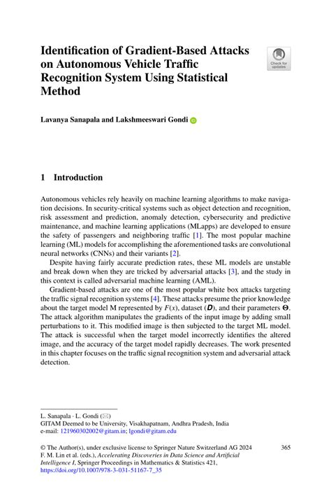 Pdf Identification Of Gradient Based Attacks On Autonomous Vehicle