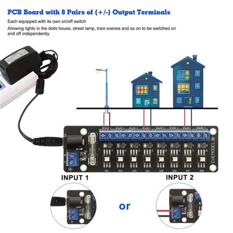 Evemodel 3v 24v Dc Individual Switch Power Distribution Module 8