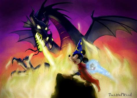 Mickey Vs Maleficent By Twisted Wind On Deviantart Disney Fan Art