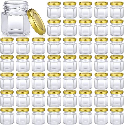 Nuogo 100 Pack 15oz Mini Hexagon Glass Jars Bulk For Wedding Small