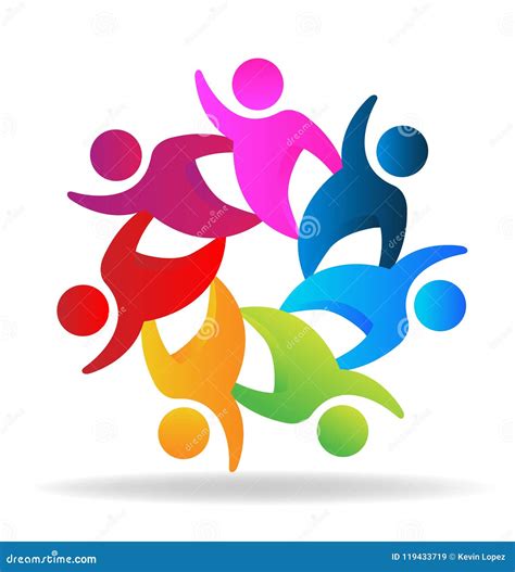 Teamwork Dynamic People Friends Vector Icon Stock Vector Illustration