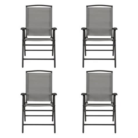 Four Seasons Courtyard Sunny Isles Outdoor Steel Folding Chair Gray 4 Pack 1 Piece Pick ‘n
