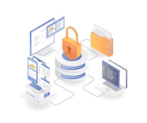 premium vector server data security lock