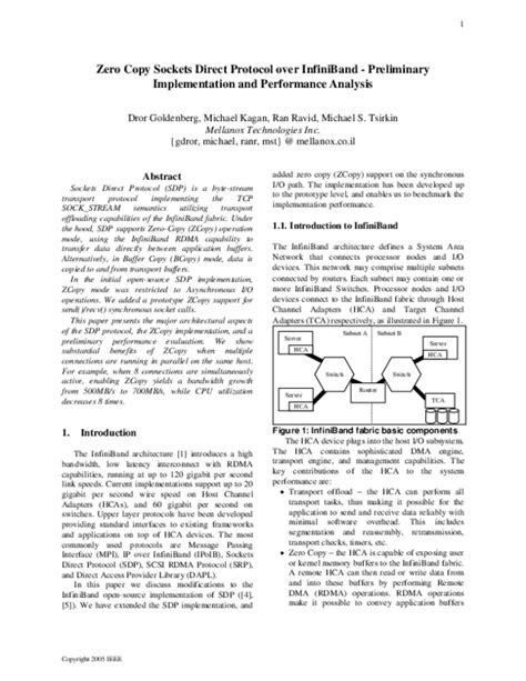 Pdf Zero Copy Sockets Direct Protocol Over Infiniband Preliminary Implementation And