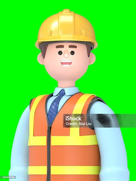 남자 엔지니어 오웬이 그림을 들고 있는 3d 일러스트레이션 그린 스크린 Mockup3d 푸티지 및 클리핑 패스를 그린 스크린에서 렌더링합니다 3차원 형태에 대한 스톡 사진