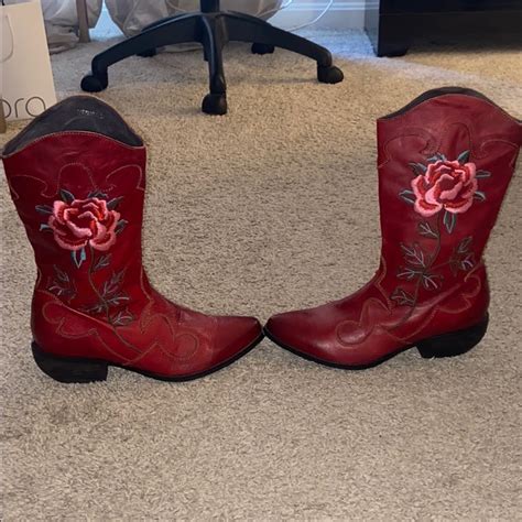Red Leather Boots - Gem