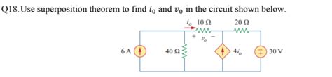 solved q18 use superposition theorem to find i0 and v0 in