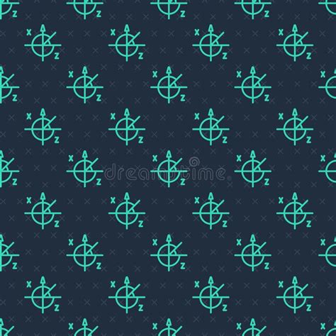 Green Line Trigonometric Circle Icon Isolated Seamless Pattern On Blue Background Vector Stock