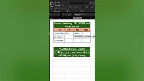 extract text using left right and mid functions l exceltips excelforbeginners excelhacks