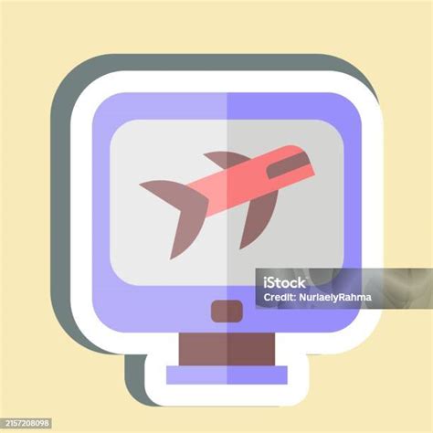 스티커 플라이트 체크인 공항 기호와 관련이 있습니다 심플한 디자인 일러스트레이션 검색에 대한 스톡 벡터 아트 및 기타 이미지