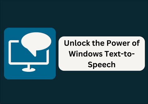 How To Use Windows Text To Speech Feature In