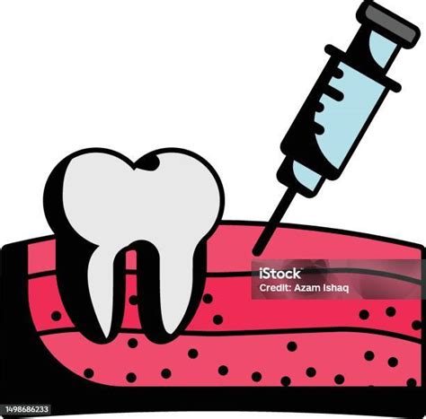 마취 개념용 주사기 잇몸 벡터 아이콘 디자인에 주입 틀니 기호 구강 건강 관리 기호 치과 기구 스톡 일러스트레이션 개발에 대한