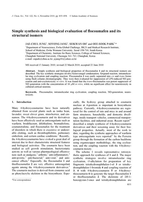 Pdf Cheminform Abstract Simple Synthesis And Biological Evaluation Of Flocoumafen And Its