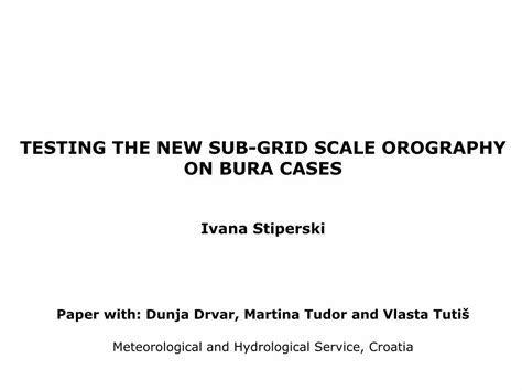 Pdf Testing The New Sub Grid Scale Orography Testing The New Sub