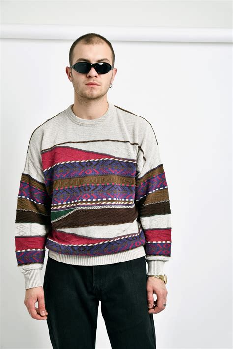 Vintage Abstract Sweater 90s Vintage Clothes Online For Men