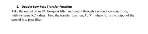 Solved Double Low Pass Transfer Function Take The Output Of