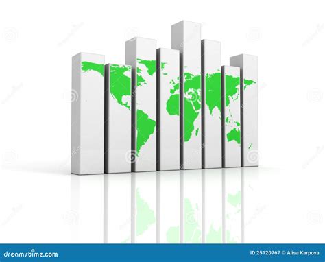 Bar Chart Graph With Green World Map Stock Illustration Illustration Of Growing Graph 25120767