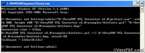 Convert Pxl To Bitmap And Set Page Size Via Command Line Verypdf