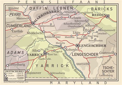 Map Of Pennsylvania Dutch Country In Pennsylvania German [oc] R Mapporn