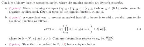 Consider A Binary Logistic Regression Model Where
