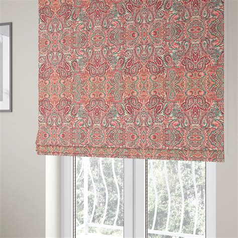 Colarto Collection Burgundy Red Teal Colour In Paisley Pattern Chenille