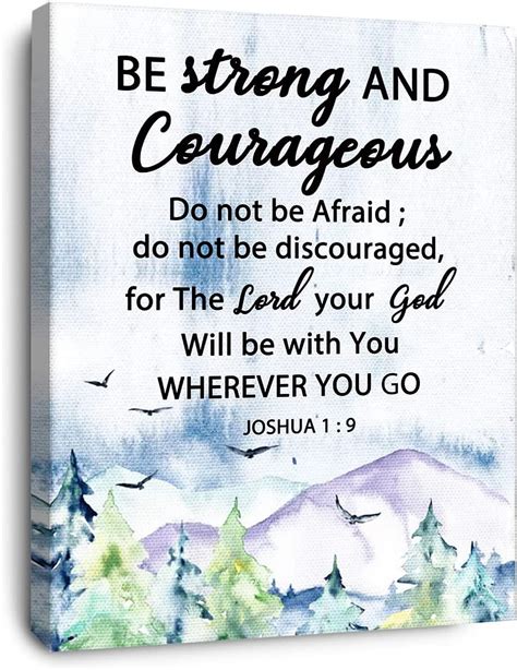 Be Strong And Courageous Canvas Wall Artbible Verse Scripture Joshua 1