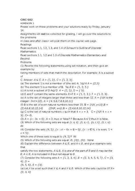 cisc 1 homework cisc homework 1 please work on these problems and