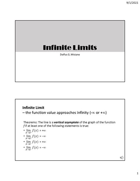 Solution Infinite Limits Theorems Of Infinite Limits Differential