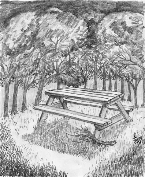 Picnic Table Sketch At PaintingValley Com Explore Collection Of Picnic Table Sketch