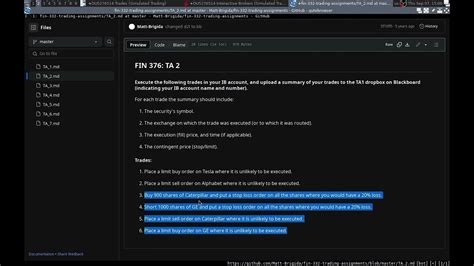 Market Limit Stop Orders On Ib Tws Trading Assignments 1 2 And 3 Youtube