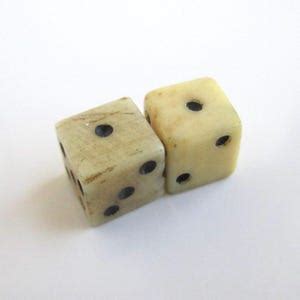 Tiny Hand Carved Bone Dice Set Vintage Antique Small 8mm Handmade