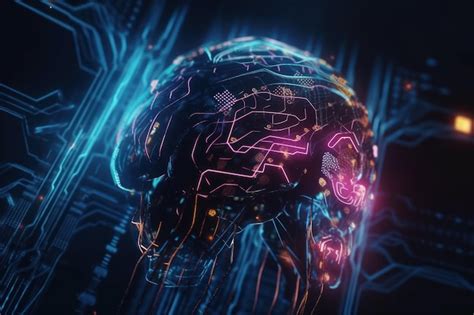Premium Ai Image A Digital Brain With A Glowing Brain In The Middle