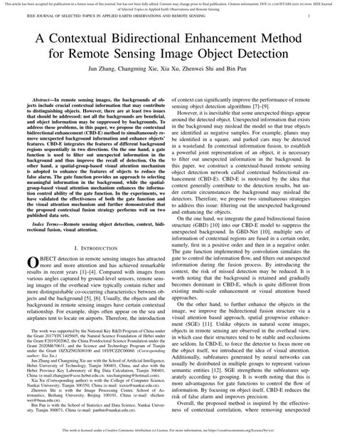 Pdf A Contextual Bidirectional Enhancement Method For Remote Sensing Image Object Detection