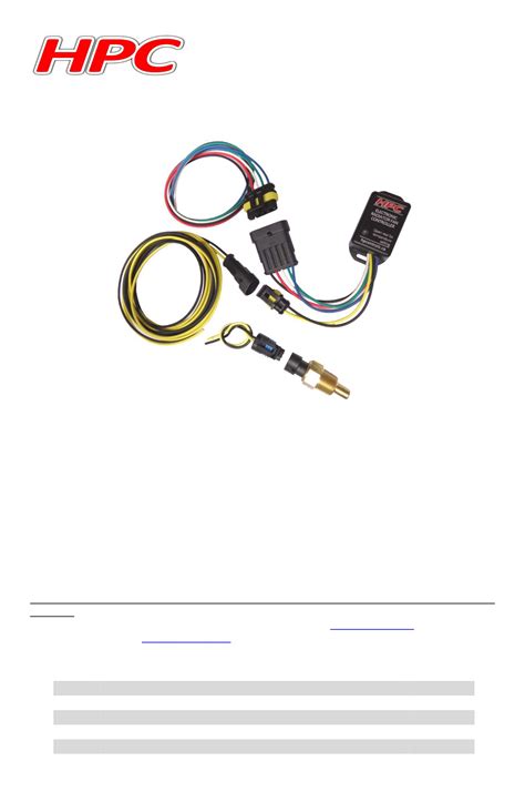 Hpc Radiator Fan Control Module 102001 User Manual Manualzz