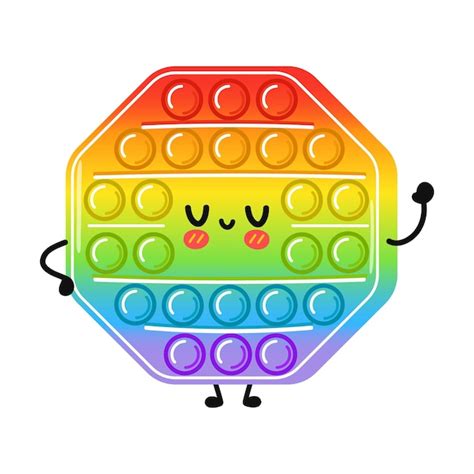 Leuke Grappige Zwaaiende Hand Popit Pop It Karakter Premium Vector