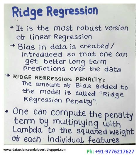 data science and ai quest infographic notes on ridge regression