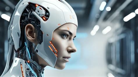 Premium Ai Image The Face Of A Robot Woman And A Futuristic Hybrid Of