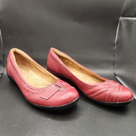 Naturalizer Shoes Naturalizer Red Leather Low Heel Slip On Shoes
