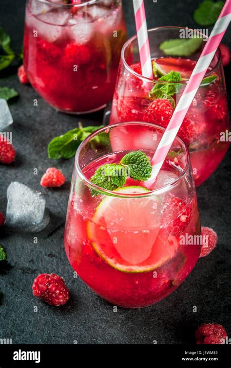 Summer Refreshing Non Alcoholic Cocktails Fruit Drinks Raspberry