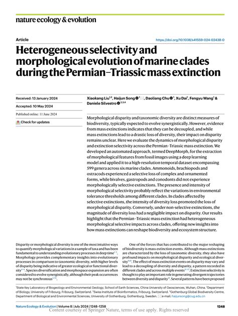 Heterogeneous Selectivity And Morphological Evolution Of Marine Clades