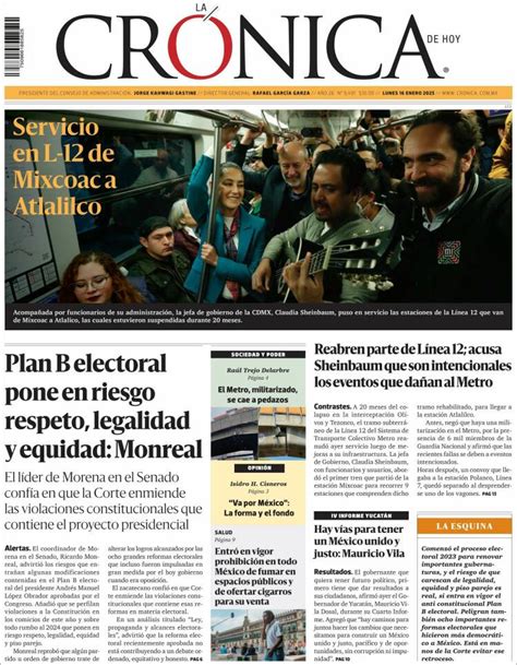 Periódico La Crónica De Hoy México Periódicos De México Edición De