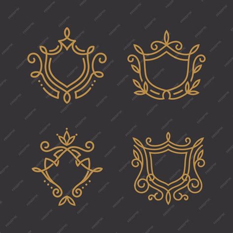 Premium Vector Premium Linear Shield Monogram Vector Logo Collection