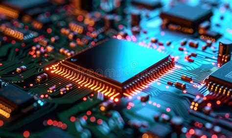 High Tech Microprocessor Chip On A Motherboard A Concept Of Advanced