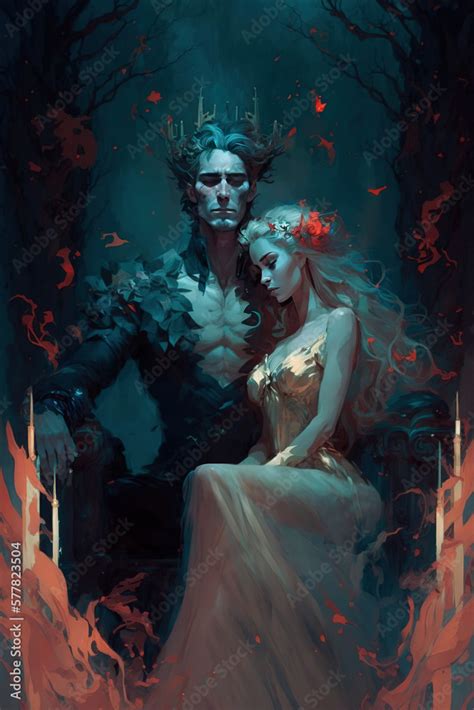 Hades And Persephone In The Underworld Ai Generative Art Stock