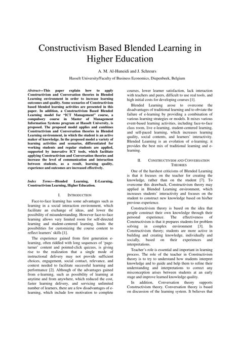 Pdf Constructivism Based Blended Learning In Higher Education