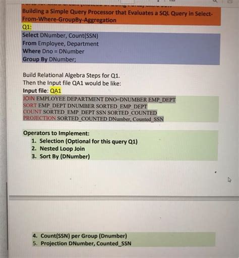 Solved Building A Simple Query Processor That Evaluates A